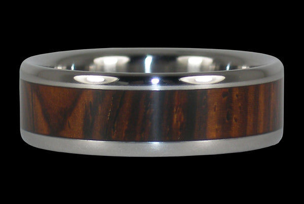 Titanium Cocobolo Wood Inlay Titanium Ring | Hawaii Titanium Rings®